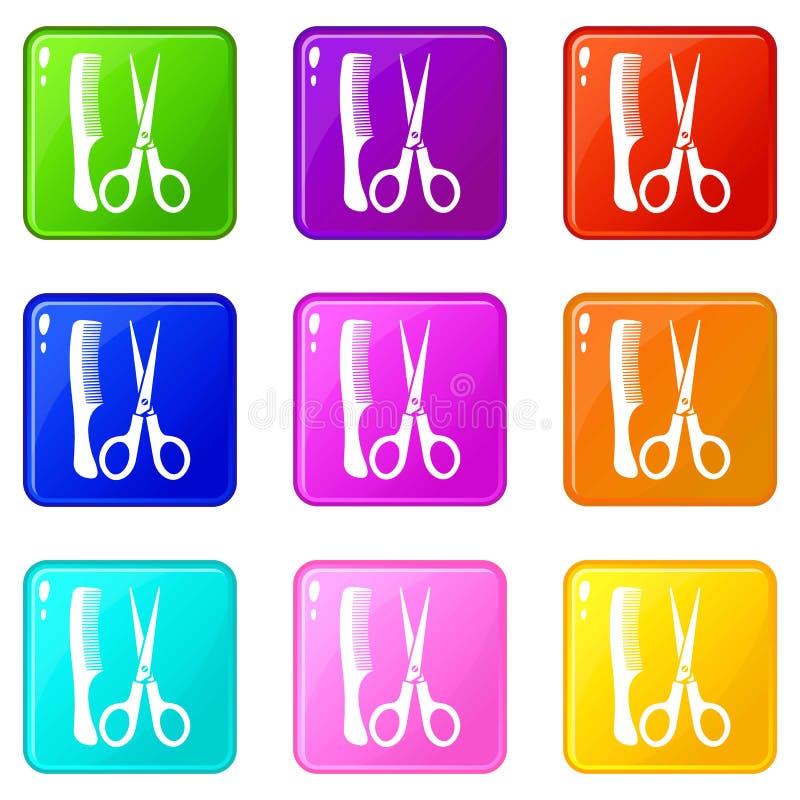 Scissors and Comb Icon, Outline Style Stock Vector - Illustration of ...