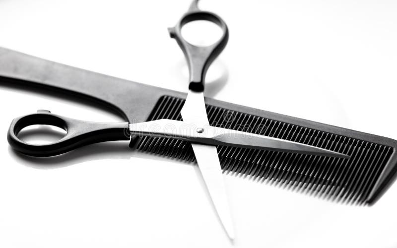 Scissors and Combs for Cutting Hair Stock Image - Image of comb ...