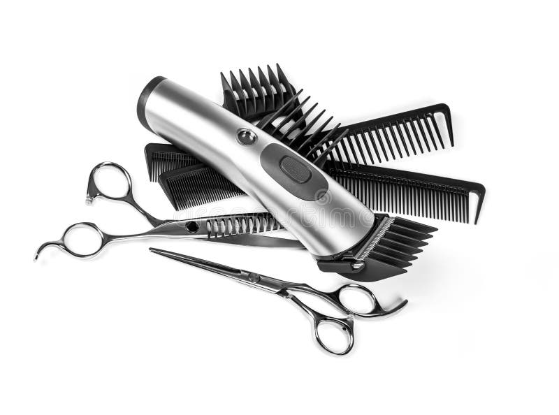 Hair with Hair Cutting Shears and Comb Stock Image - Image of care ...