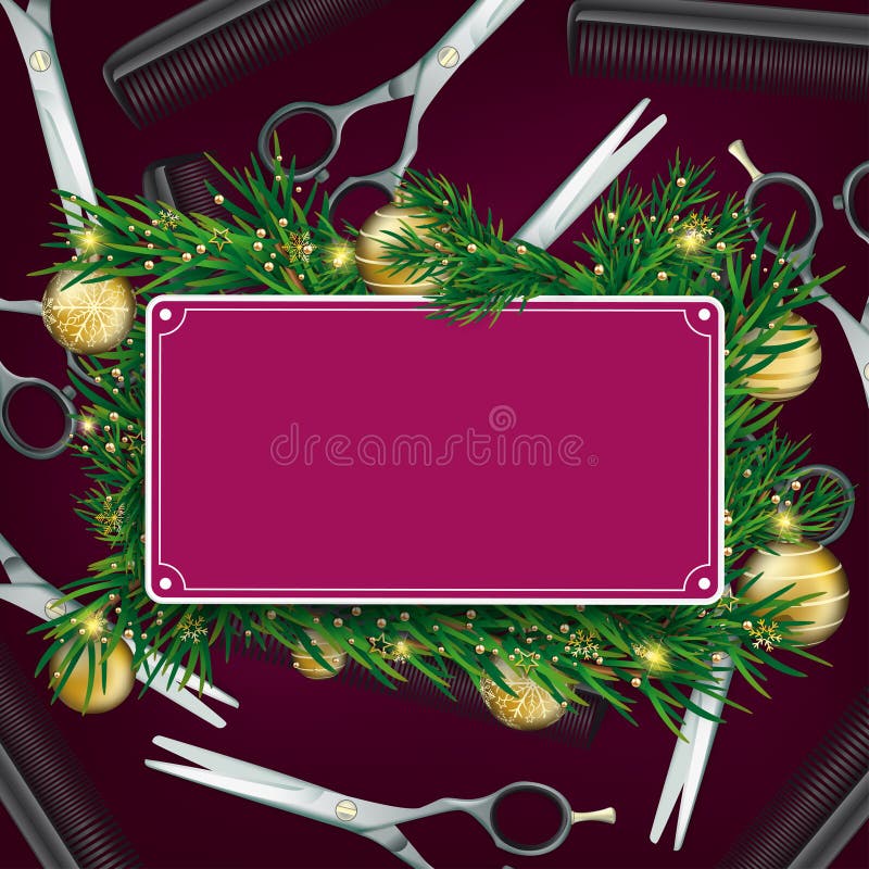 Scissors Combs Purple Sign Christmas Cover Stock Vector - Illustration ...
