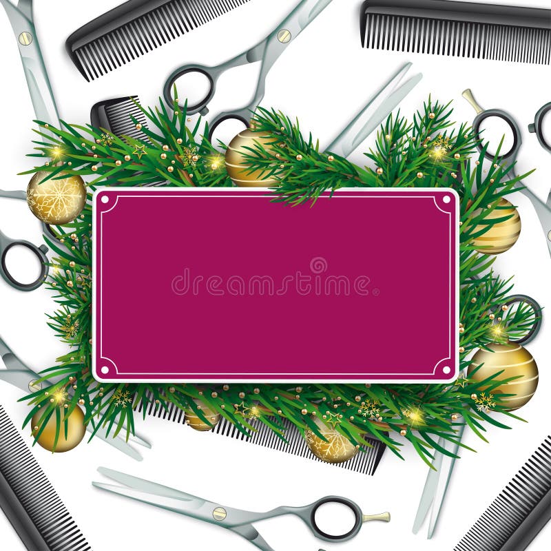Scissors Combs Purple Sign White Christmas Cover Stock Vector ...
