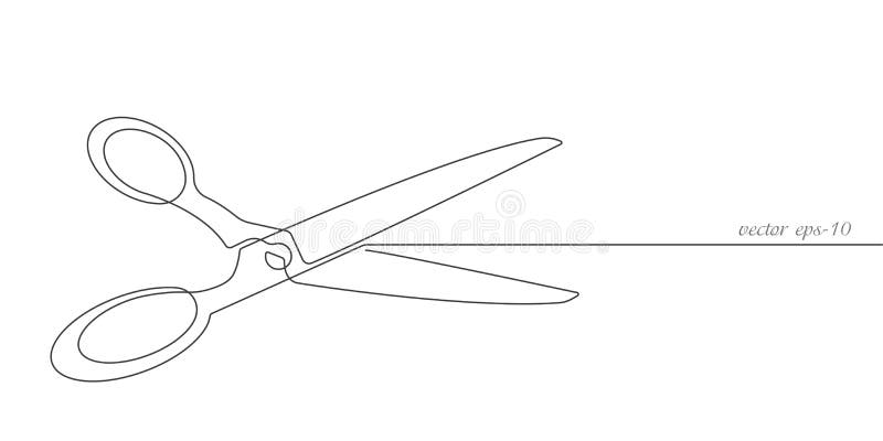 Scissors.Concept Barbershop.Continuous Line Drawing.Vector Illustration ...