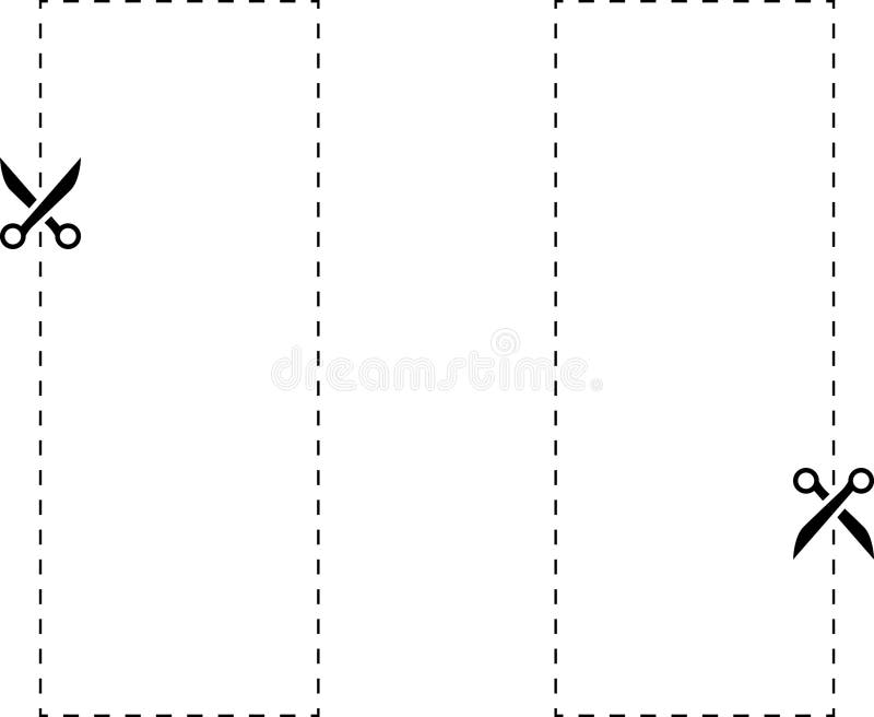 Scissors and Coupon Set, Cut Template with Dashed Line. Black Icons ...