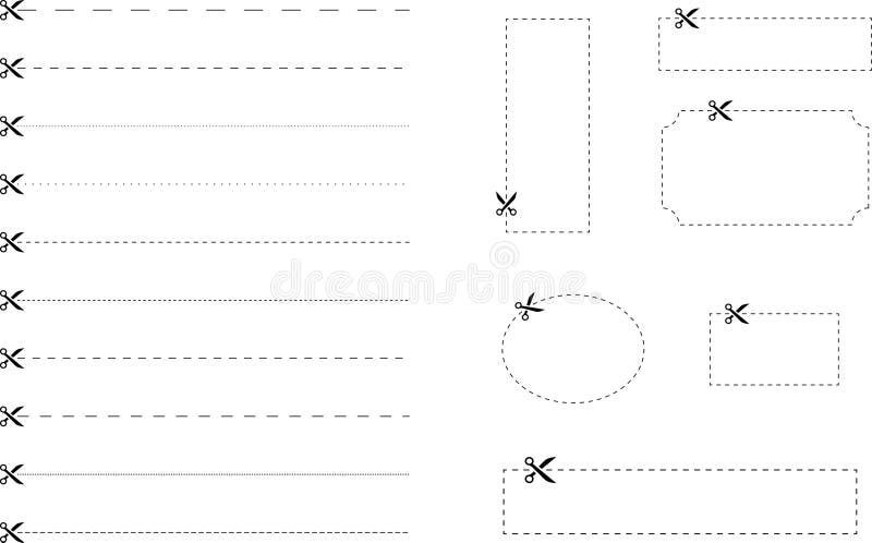Scissors and Coupon Set, Cut Template with Dashed Line. Gift Coupon ...