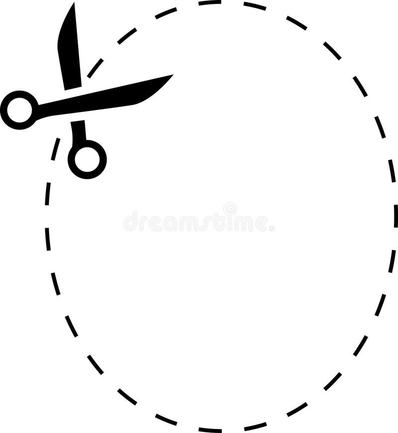 Scissors and Coupon Set, Cut Template with Dashed Line. Black Icons ...