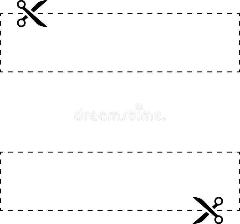 Scissors and Coupon Set, Cut Template with Dashed Line. Gift Coupon ...