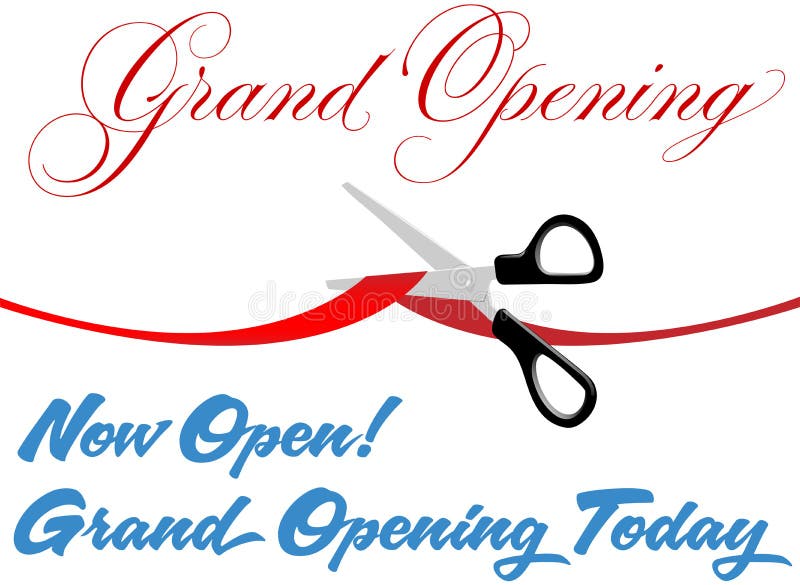 Scissors Cut Grand Opening Today Ribbon Stock Vector - Illustration of ...