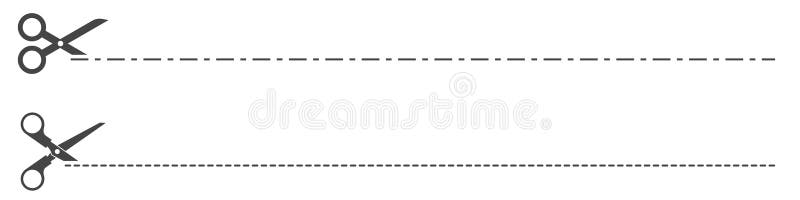 Scissors with Cut Line Icon Set. Flat Vector Illustration Isolated on ...