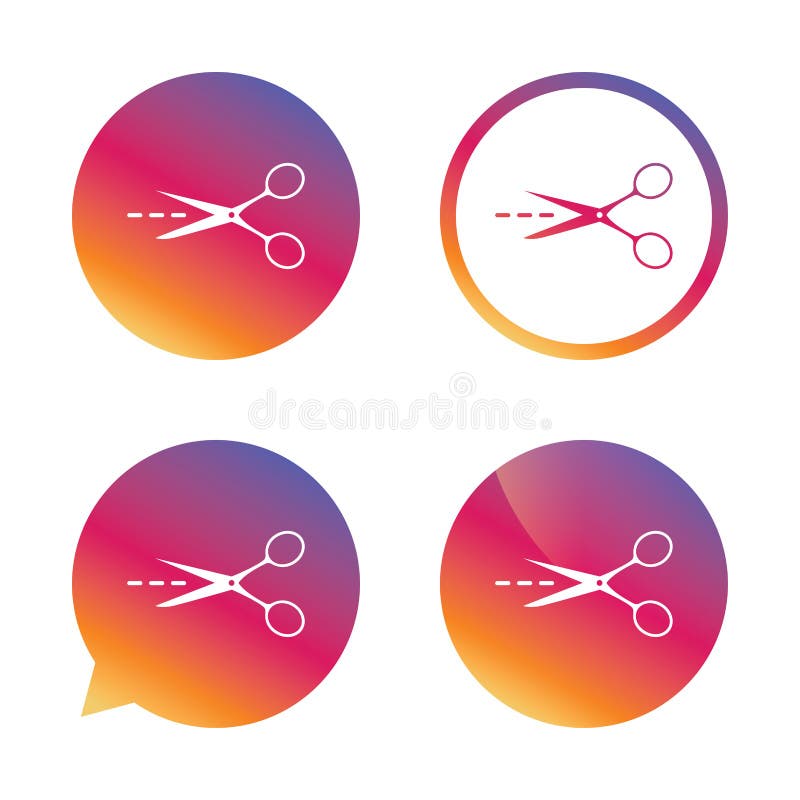 Scissors with Cut Line Sign Icon. Tailor Symbol. Stock Vector ...