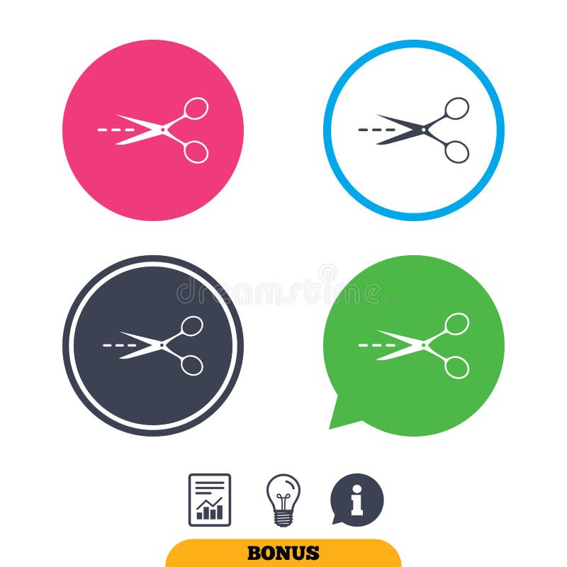 Scissors with Cut Line Sign Icon. Tailor Symbol. Stock Vector ...