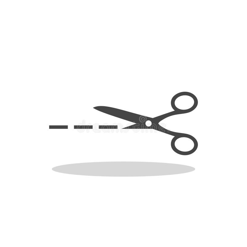 Scissors Cut Lines Icon with Shadow Stock Vector - Illustration of hair ...