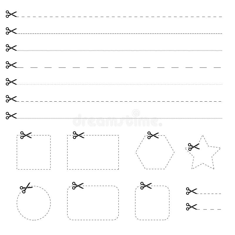 Scissors and cut mark stock vector. Illustration of save - 18539866