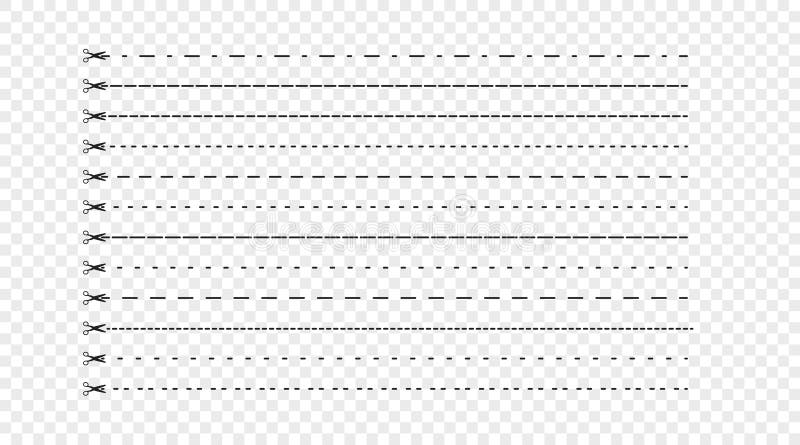 Scissors and Cut Lines. Set of Vector Icons. Stock Vector ...