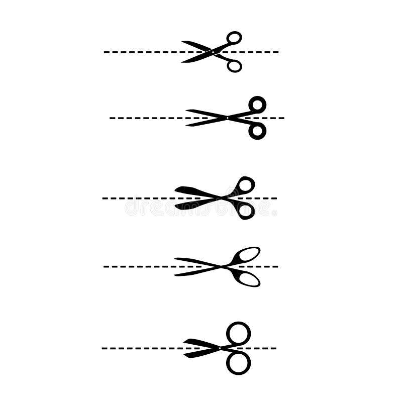 Scissors with cut lines stock vector. Illustration of advertising ...