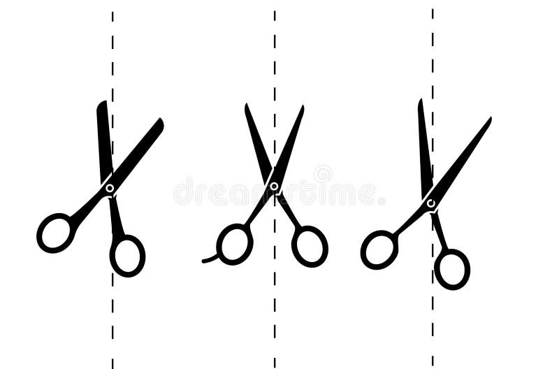 Scissors with Cut Lines. Vector Illustration. Paper Cut Icon with ...