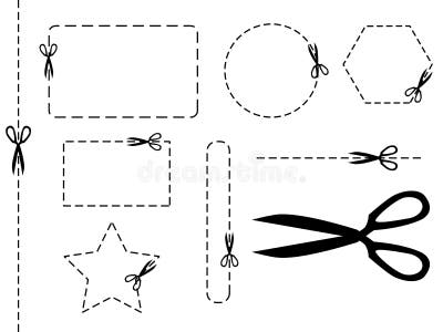 Scissors and cut mark stock vector. Illustration of save - 18539866