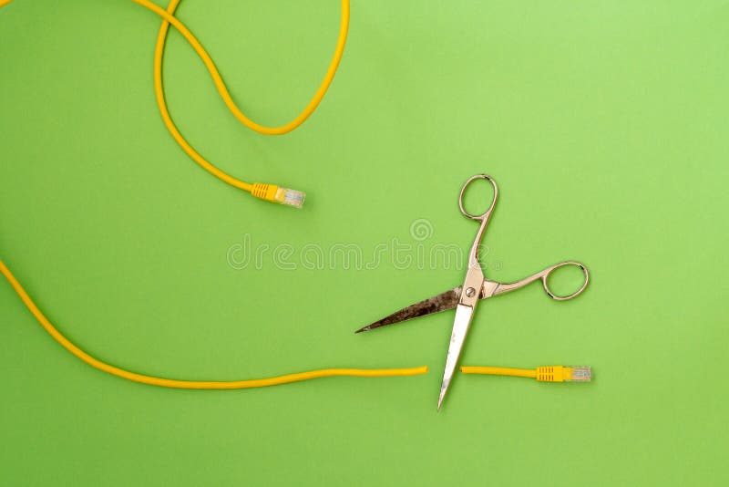 Scissors Cut the Network Cable Connector Stock Photo - Image of ...