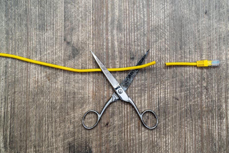 Scissors Cut the Network Cable,top View Stock Photo - Image of digital ...