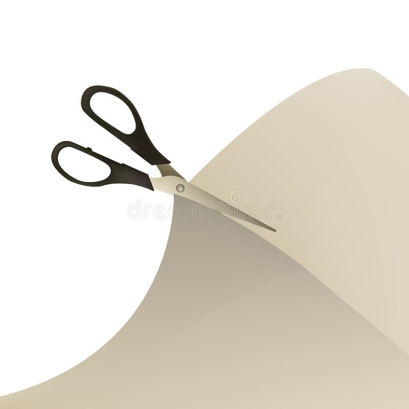 Scissors cut paper. stock vector. Illustration of edge - 114358483