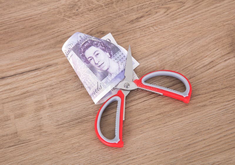 Scissors and Cut Pound Banknotes Editorial Stock Photo - Image of ...