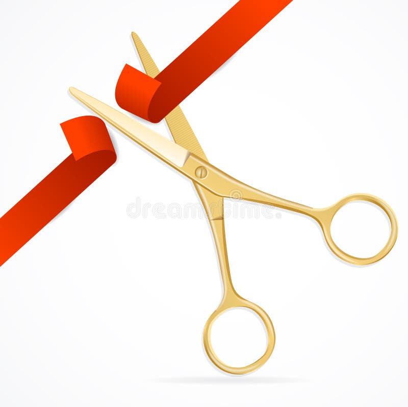 Scissors Cut Red Ribbon. Vector Stock Vector - Illustration of open ...