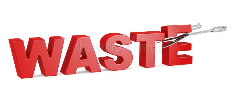 Scissors Cut the Red Waste Word Stock Illustration - Illustration of ...