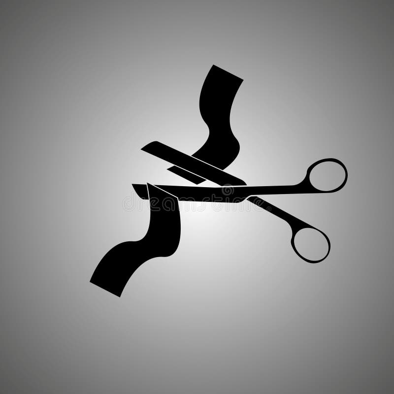 Scissors Cut Ribbon Icon. Scissors and Ribbon Vector Illustration Stock ...