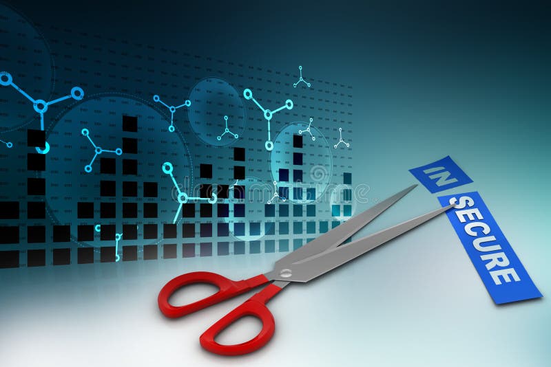 Scissors Cut the Word in Secure Stock Illustration - Illustration of ...