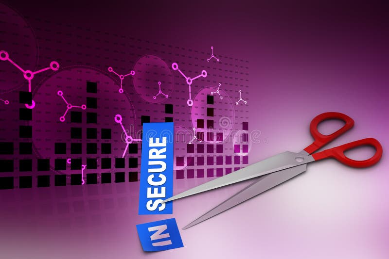 Scissors Cut the Word in Secure Stock Illustration - Illustration of ...