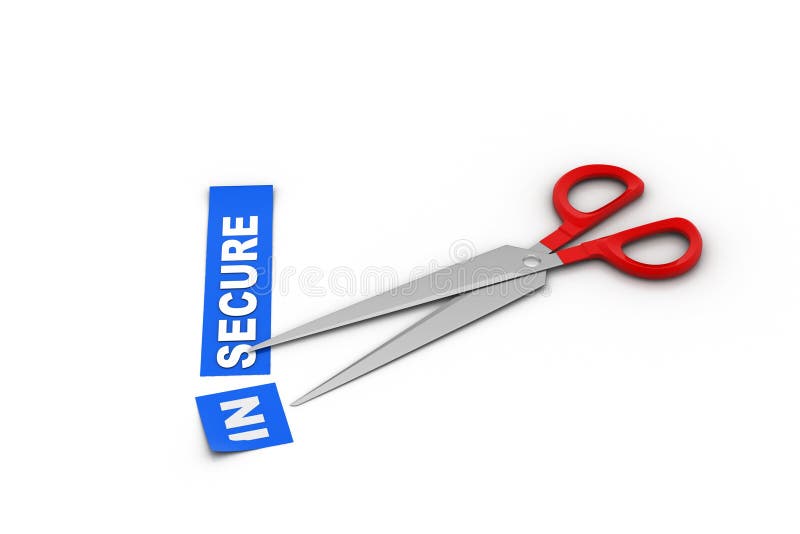 Scissors Cut the Word in Secure Stock Illustration - Illustration of ...