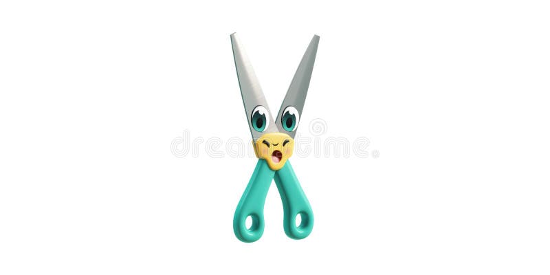 Scissors with Cute Face Design. Playful and Creative Tool Illustration ...