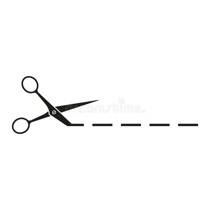 Scissors Cutting Along the Line. Vector Illustration. Isolated. Stock ...