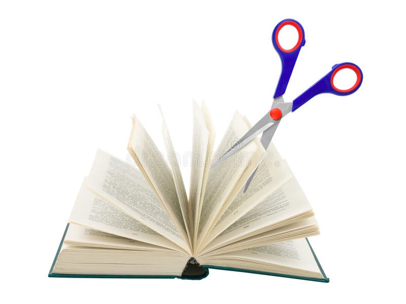 Scissors cutting book stock image. Image of book, background - 35654713