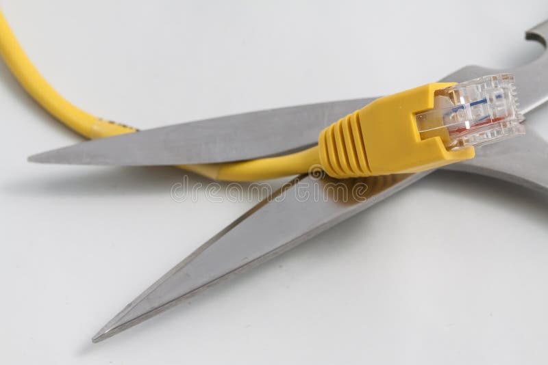Scissors cutting cable stock photo. Image of equipment - 34369582