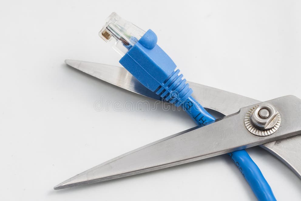 Scissors cutting cable stock photo. Image of equipment - 34369582