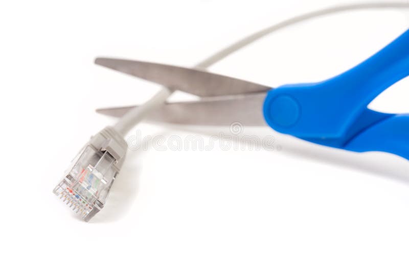Scissors Cutting through a Coaxial RG6 Cable Stock Image - Image of ...