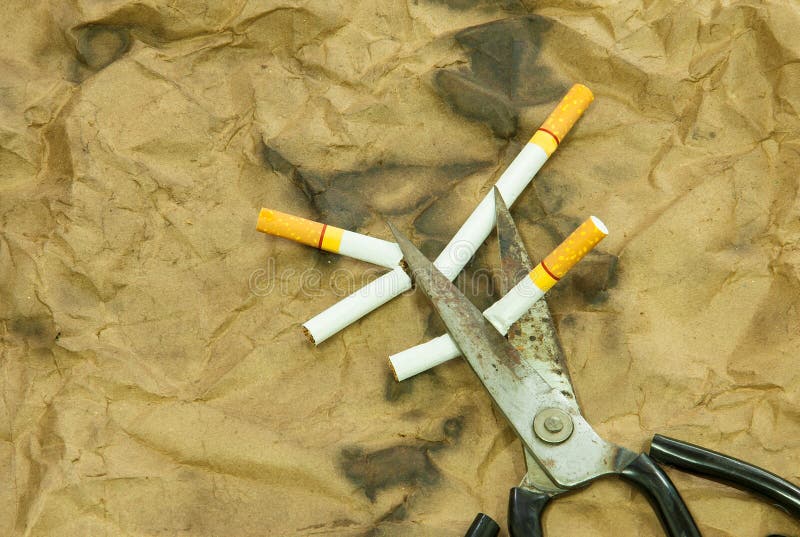 Scissors are Cutting a Cigarette Stock Image - Image of hazardous ...
