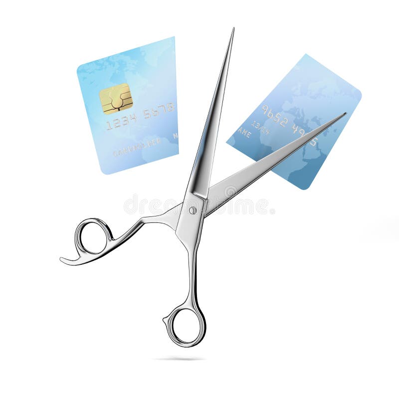 Scissors Cutting a Credit Card Stock Illustration - Illustration of ...