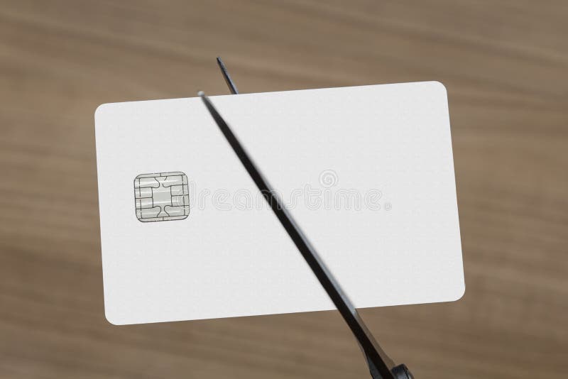 Scissors Cutting a Credit or Debit Card Stock Photo - Image of payment ...