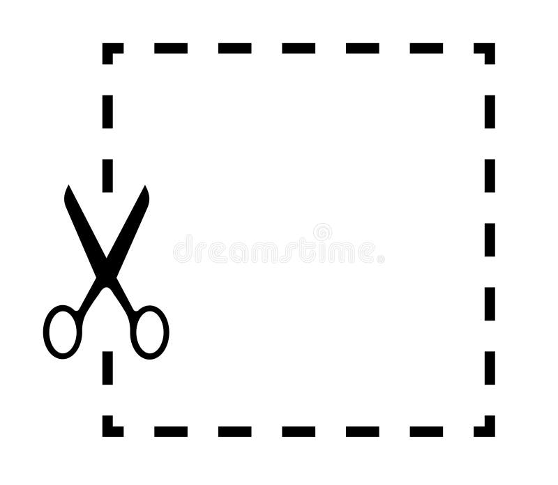 Scissors Cutting through Dashed Line Stock Vector - Illustration of ...