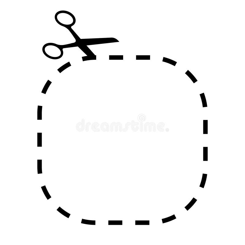 Scissors Cutting through Dashed Line Square Form Stock Vector ...