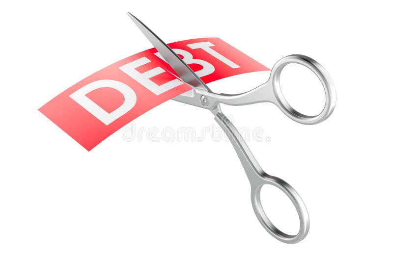 Scissors Cutting DEBT. Debt Reduction, Concept Stock Illustration ...
