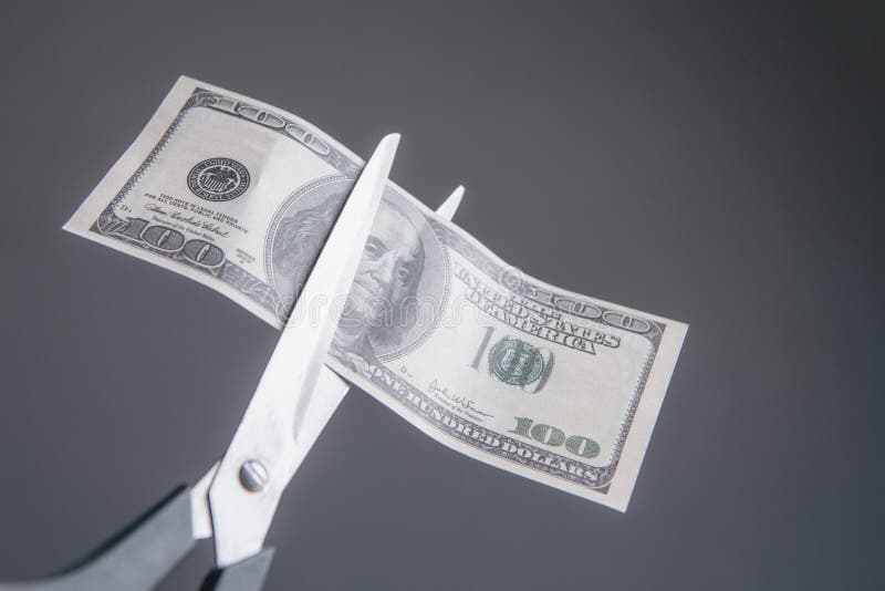 Scissors Cutting a Dollar Bill Stock Photo - Image of symbol, dollar ...