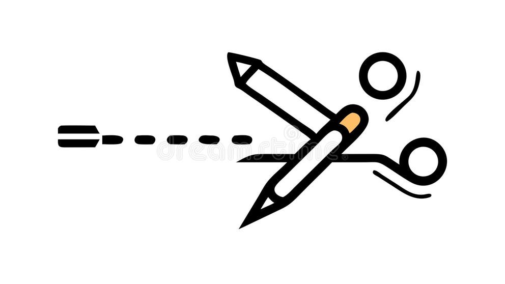 Scissors Cutting Dotted Line for Precise Editing, Vector Design ...