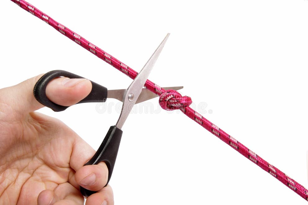 Scissors cutting a knot stock image. Image of action - 22265523