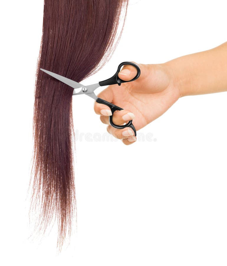 Scissors Cutting Lock of Hair Stock Photo - Image of highlight, health ...