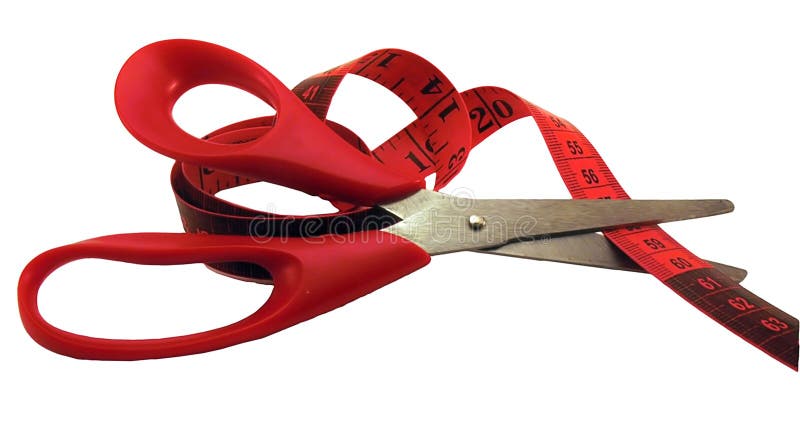 The Scissors Cutting a Measuring Tape. Stock Photo - Image of scissors ...