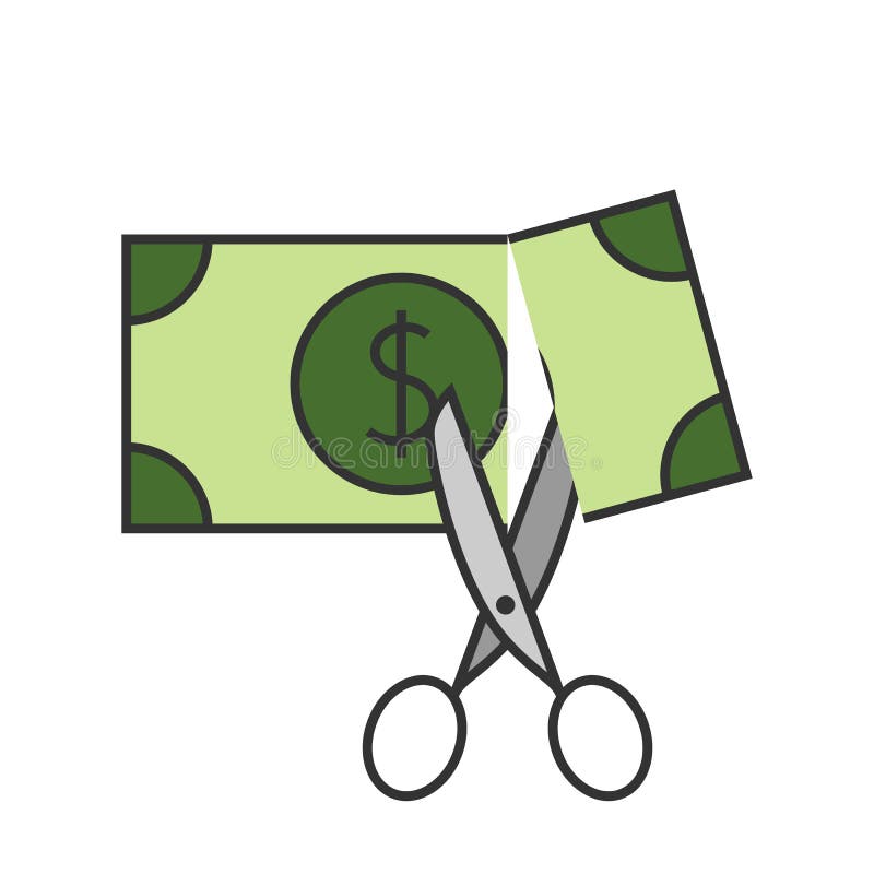 Scissors Cutting Money Icon Stock Vector - Illustration of green, cheap ...