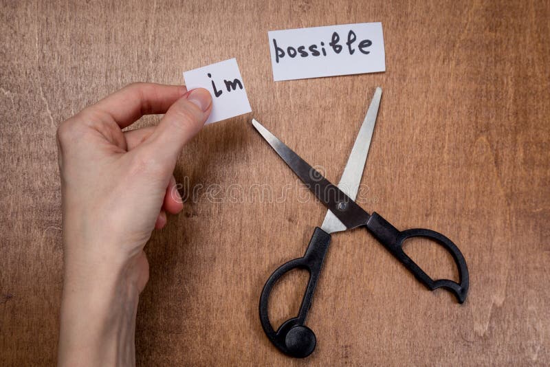 Scissors Cutting Negative Label, Self Motivation Concept Stock Photo ...