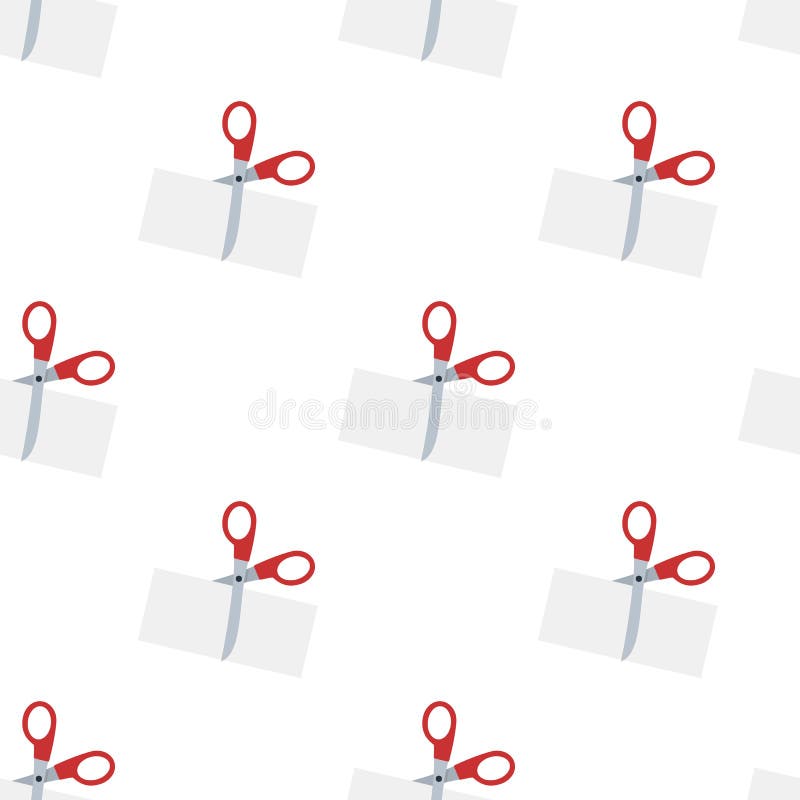 Scissors Cutting Paper Flat Icon on White Stock Vector - Illustration ...